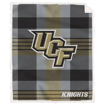 Ncaa Ucf Knights Plaid Steel Royal Plush Faux Shearling Blanket : Target