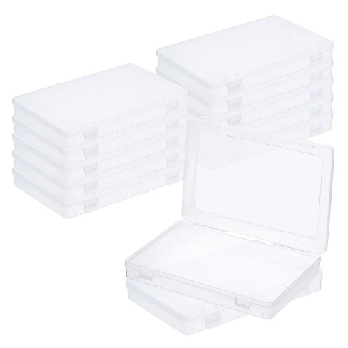 Unique Bargains Clear Plastic Stackable Storage Box With Hinged Lid 12 ...