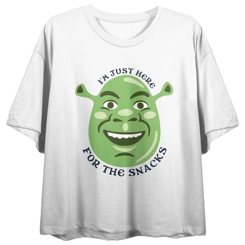 Shrek Here For The Snacks Crew Neck Short Sleeve White Women's Crop Top ...