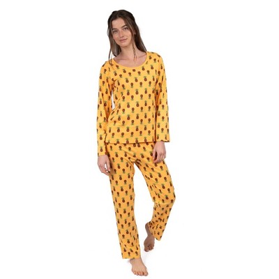 Leveret Womens Two Piece Cotton Loose Fit Pajamas Pineapple L : Target