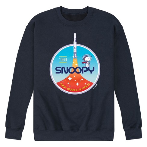 Men's Peanuts Snoopy First Beagle In Space Rocket 1969 Graphic Fleece ...