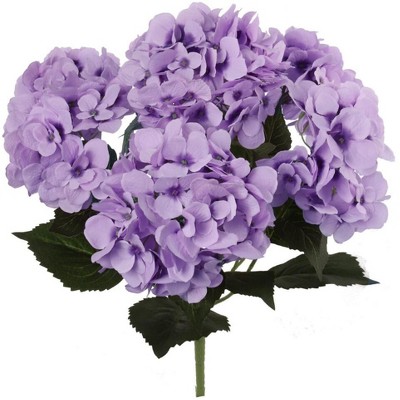 Floral Home 20" Lavender Hydrangea with 7 Silk Flowers & Leaves - 2 ...
