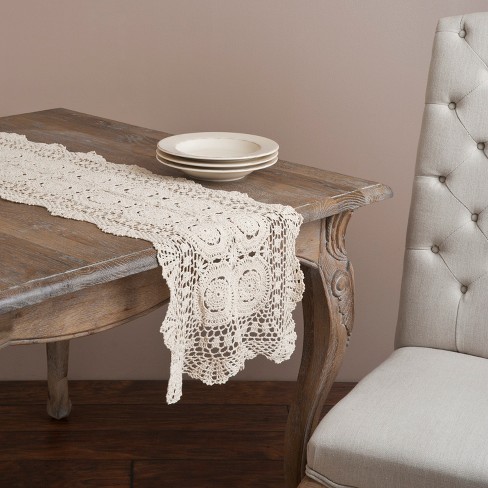 Saro Lifestyle Handmade Crochet Cotton Lace Table Linens, Ecru, 16" X ...