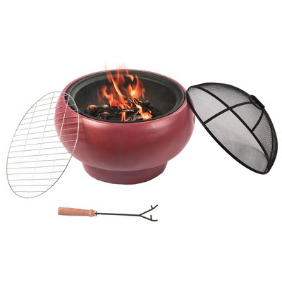 Teamson Home 30" Outdoor Round Wood Burning Fire Pit With Faux Concrete ...