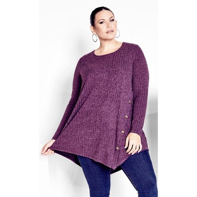 Avenue | Women's Plus Size Rib Hannah Tunic - Plum - 18w : Target