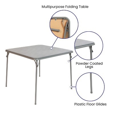 Flash Furniture Gray Folding Card Table - Lightweight Portable Folding ...
