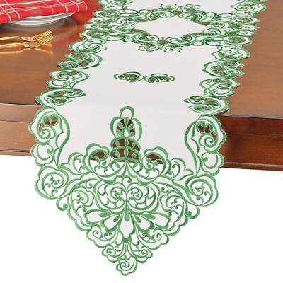 Collections Etc Embroidered Beautiful Rose Cutwork Table Linens Runner ...