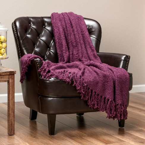 Chanasya Fuzzy Textured Throw Blanket Blanket (50x65 Inches) Aubergine ...