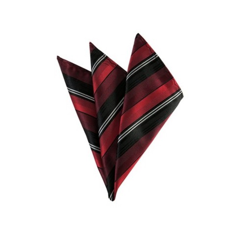 Men's Red, Burgundy And Black Stripe Woven 10 Inch X 10 Inch Pocket ...