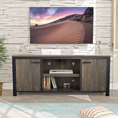 55" Traditional Natural Wood Tv Stand For Tvs Up To 60" With Drawer ...