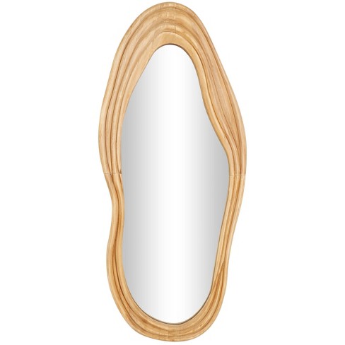 41"x18" Wood Abstract Wavy Wall Mirror: Carved Bohemian Decor - Olivia ...
