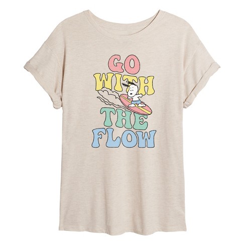Women's Peanuts Snoopy Go With The Flow Surfboarding Oversized Graphic ...