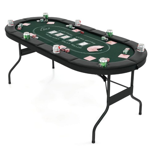 Costway 8 Player Foldable Poker Table Portable Folding Texas Holdem ...