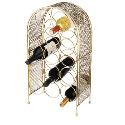 Twine Trellis Wine Rack, Holds 14 Bottles, Gold Countertop Wine Storage ...