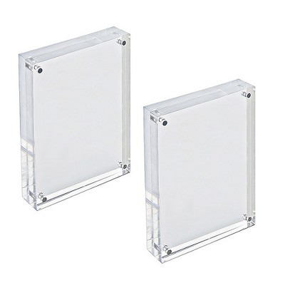 Azar Displays Clear Acrylic Magnetic Photo Block Frame Set With Two 5x7 ...