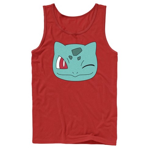 Men's Pokemon Bulbasaur Wink Face Tank Top - Red - Medium : Target