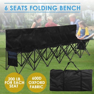 Yaheetech 6 Seats Portable Folding Bench For Sports Camping, Black : Target