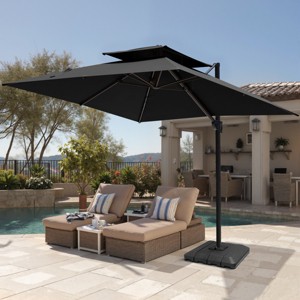Pellebant 10 Feet Square 2-Tier Top Patio Cantilever Offset Umbrella ...