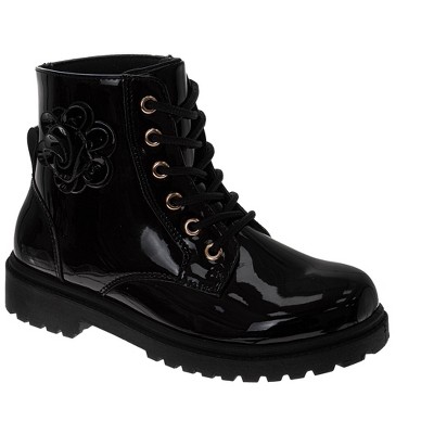Kensie Girl Patent Combat Boots – Girls Lace-Up Fashion Ankle Boots ...
