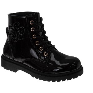Kensie Girl Patent Combat Boots – Girls Lace-Up Fashion Ankle Boots ...