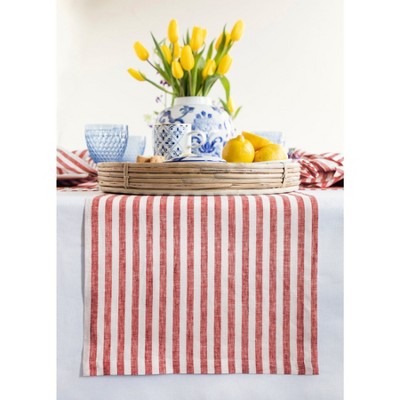Solino Home Stripe Linen Table Runner Red And White 14 X 90 Inches ...