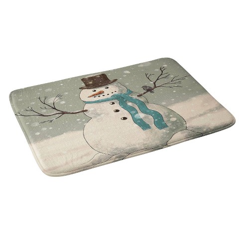 21"x34" Snowman Bath Rug Light Green - Deny Designs : Target
