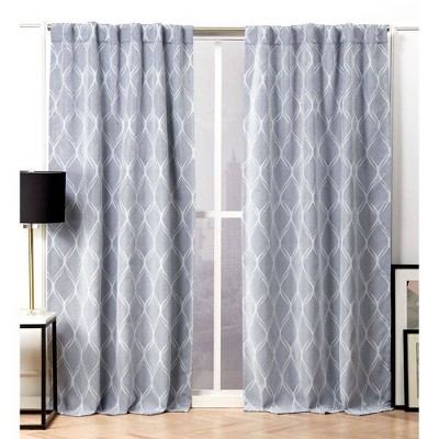 84"x52" Treillage Back Tab Blackout Window Curtain Panels Blue - Nicole ...