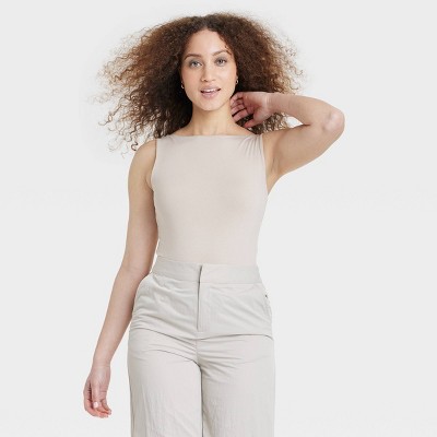 Women's 4-way Stretch Tank Bodysuit - Auden™ Beige S : Target