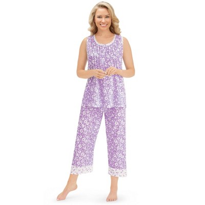 Collections Etc Comfy Floral Twin Print 2-Piece Pajama Set Large Lilac ...