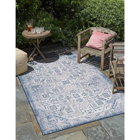 Unique Loom 10' 0 X 13' 0 Rectangle Indoor/outdoor Aztec Blue Area Rug ...