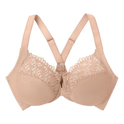 Glamorise Womens Front-closure T-back Wonderwire Underwire Bra 1246 ...