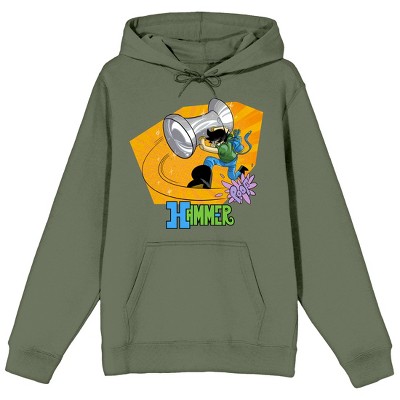 Hammer Stud Battling Poof Long Sleeve Olive Adult Hooded Sweatshirt ...