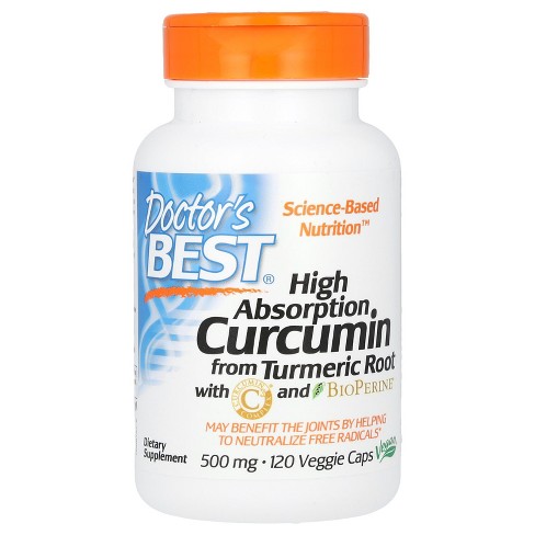 Doctor's Best High Absorption Curcumin, 1,000 Mg, 120 Veggie Caps (500 ...