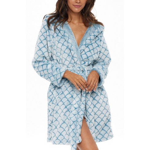 Adr Women's Classic Cozy Plush Robe, Seashell Scalloped Textured Short ...