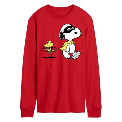 Men's Peanuts Costume Snoop Art Long Sleeve Graphic T-shirt - Red ...