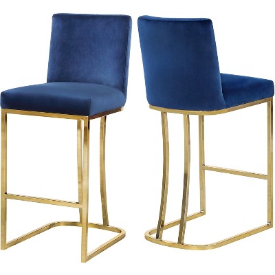HomeStock 37.5 in.H Blue Finish Low Back Metal Frame Barstool Velvet ...