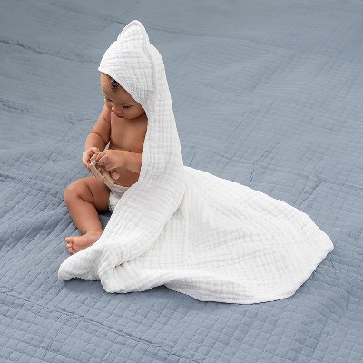 Baby Hooded Muslin Cotton Towel For Kids By Comfy Cubs - White, Pack Of ...