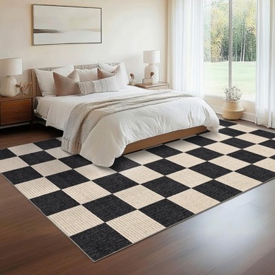 Modern Geometric Area Rugs for Living Room Bedroom, Washable Checkered ...