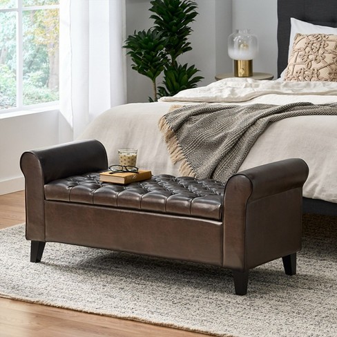 Upholstered Storage Ottoman Bench With Arms Bed Bench Entryway Bench With Storage Pu End Of Bed Bench Shoe Bench Target
