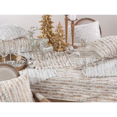 Saro Lifestyle Metallic Foil Print With Accented Faux Fur Runner : Target