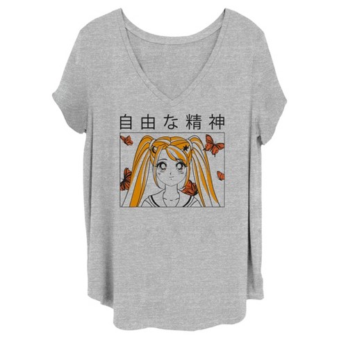 Juniors Womens Lost Gods Butterfly Anime Girl T-shirt : Target