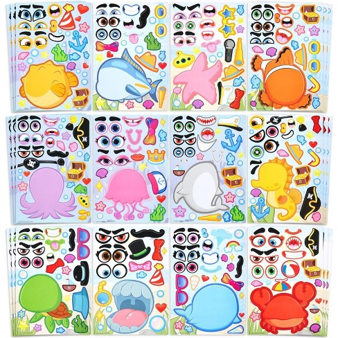 36 Pcs Sea Animals Make A Face Stickers For Kids, Make Your Own Sea ...