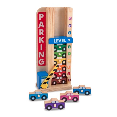Melissa & Doug Stack & Ct Wooden Parking Garage With 10 Cars : Target