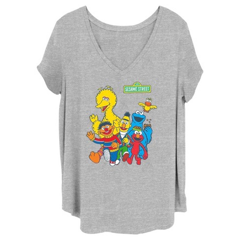 Women's Sesame Street Main Group Shot T-shirt - Heather Gray - 2x : Target