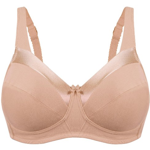 Collections Etc Bestform Satin Trim Wireless Cotton Bra 42d Nude : Target