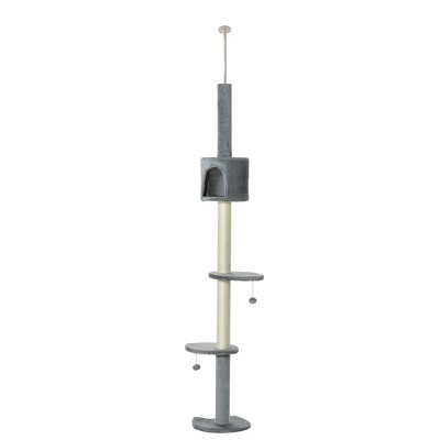 85.5-Inch Adjustable Floor-to-Ceiling 4-Tier Cat Tree with Scratching ...