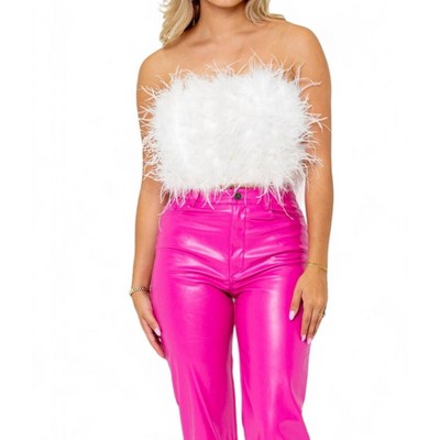 Women's Fancy Strapless Feather Crop Top - Buddylove Xs : Target