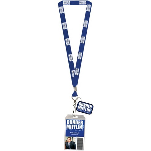 The Office Dunder Mifflin Costume Lanyard Dwight Or Michael Clear Id ...