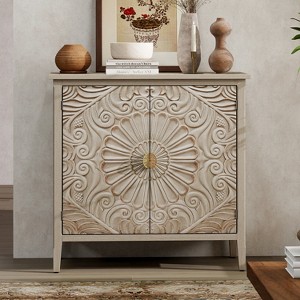 GDFStudio Esme Rustic 2 Door Wood Storage Cabinet with Adjustable Shelf ...