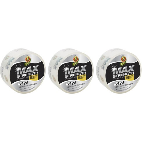 Duck Max Strength Clear Packing Tape, 3 Rolls, 1.88 Inch X 54.6 Yards ...